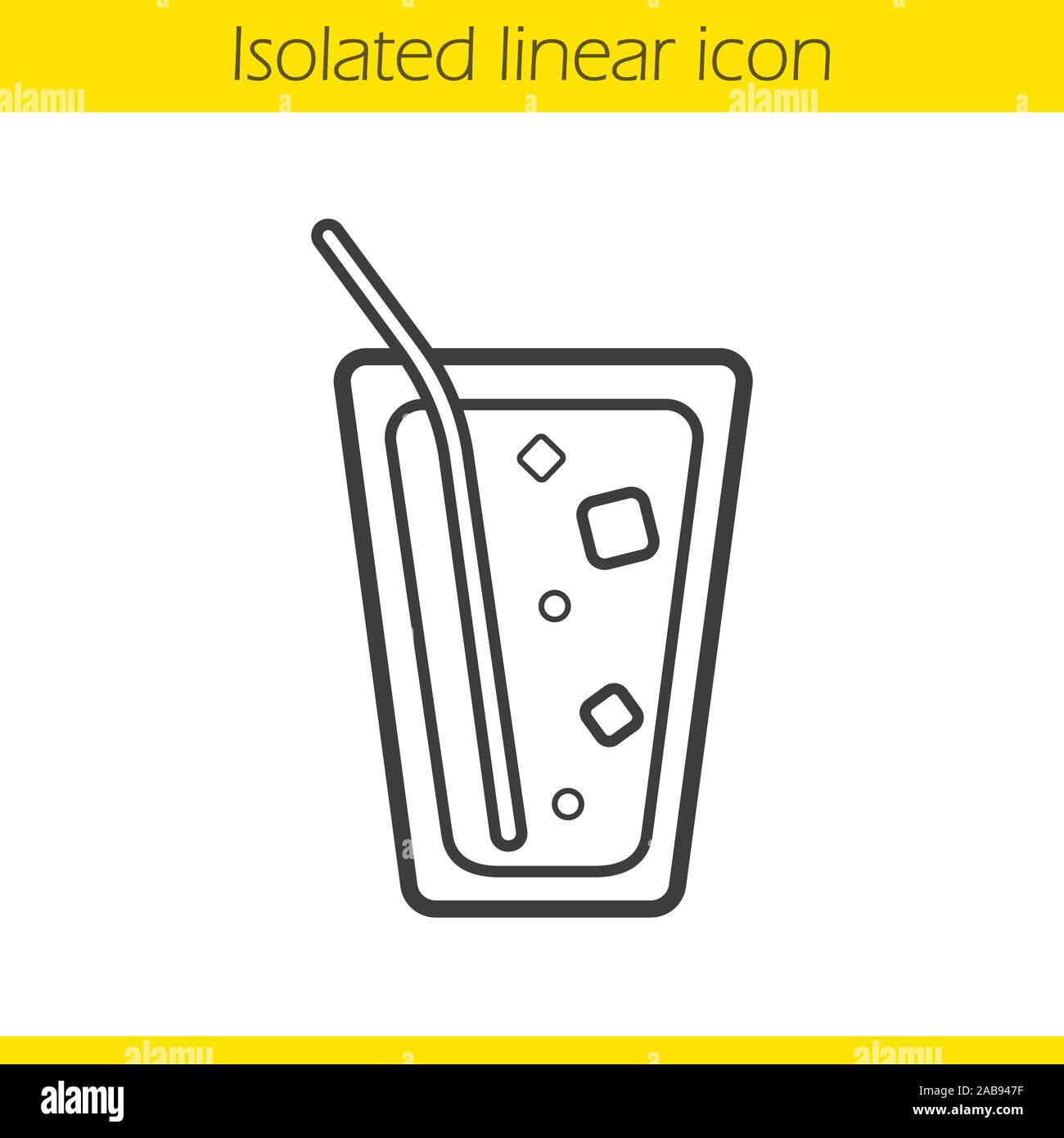 Lemonade linear icon. Thin line illustration. Cocktail in glass with ...
