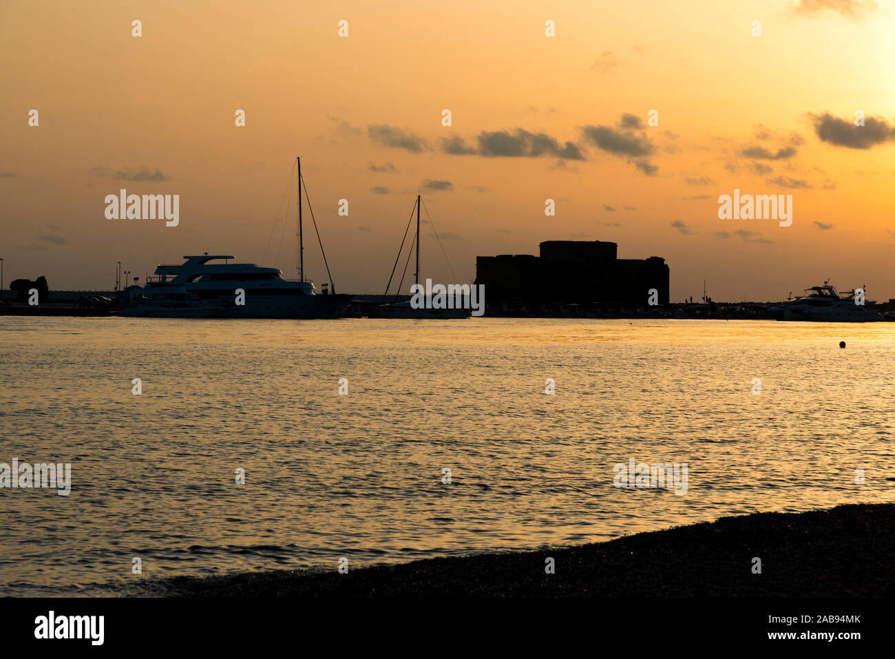 Paphos harbour sunset hi-res stock photography and images - Alamy