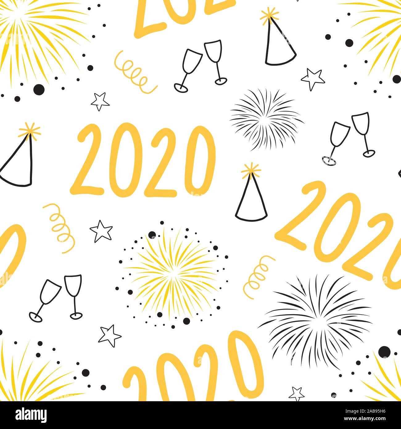 2020 New Years Eve celebration seamless vector pattern. Repeating New ...