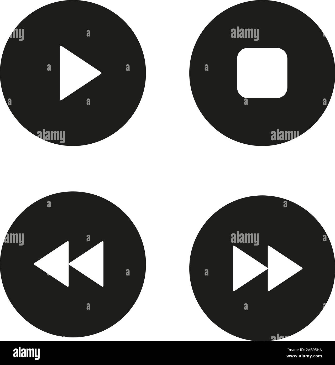 Music player navigation icons set. Play, stop, forward, backward ...