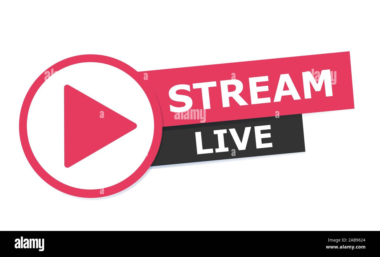 Live streaming logo - vector design element with play button for news ...