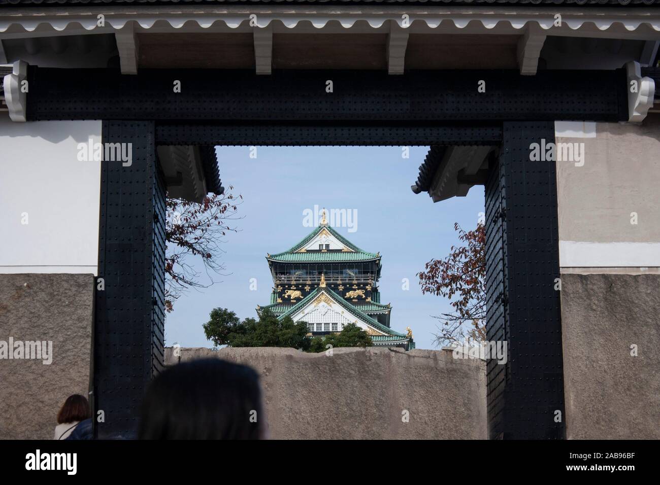 Hideyoshi Castle in Osaka district Japan with autumnal landscape with ...