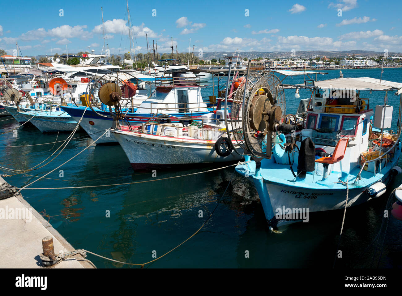 Fishing boats in Paphos Harbour, Cyprus Stock Photo - Alamy