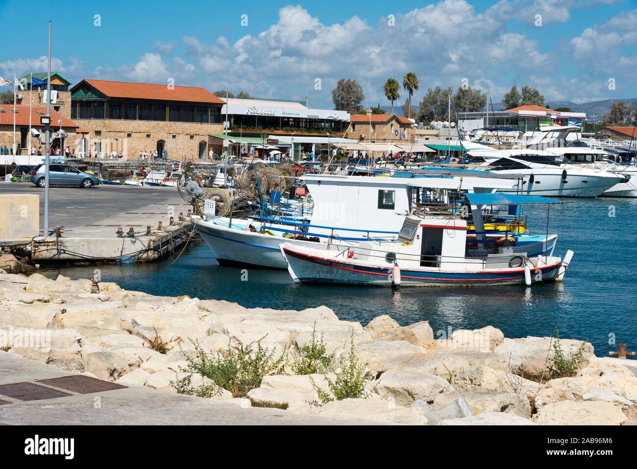 Fishing boats in Paphos Harbour, Cyprus Stock Photo - Alamy