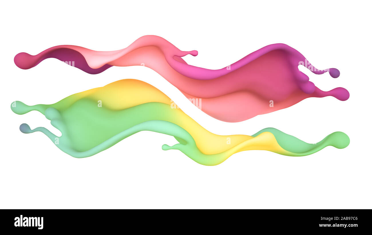 Beautiful multi-color splash of liquid . 3D illustration, 3D ...