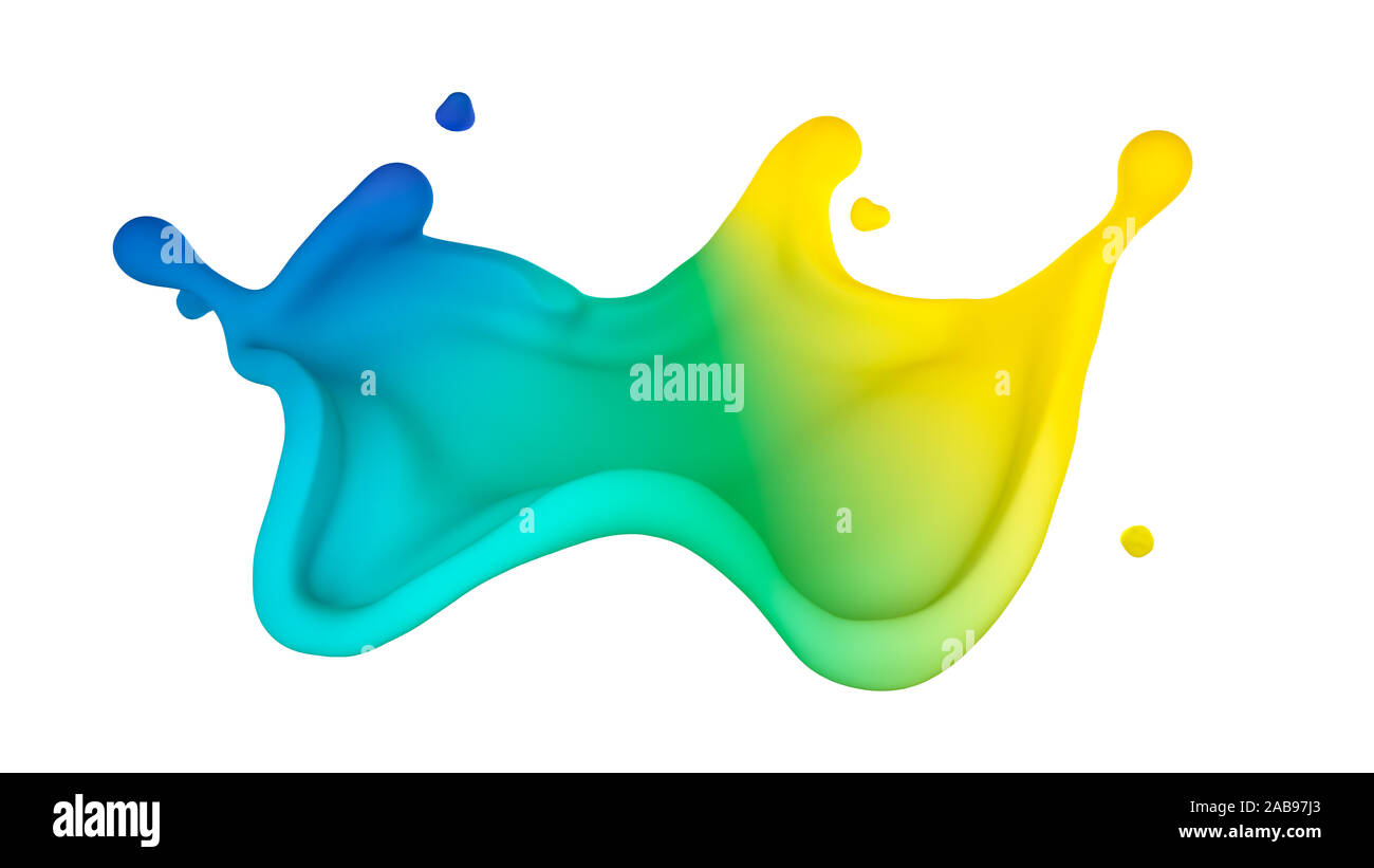 Beautiful multi-color splash of liquid . 3D illustration, 3D ...