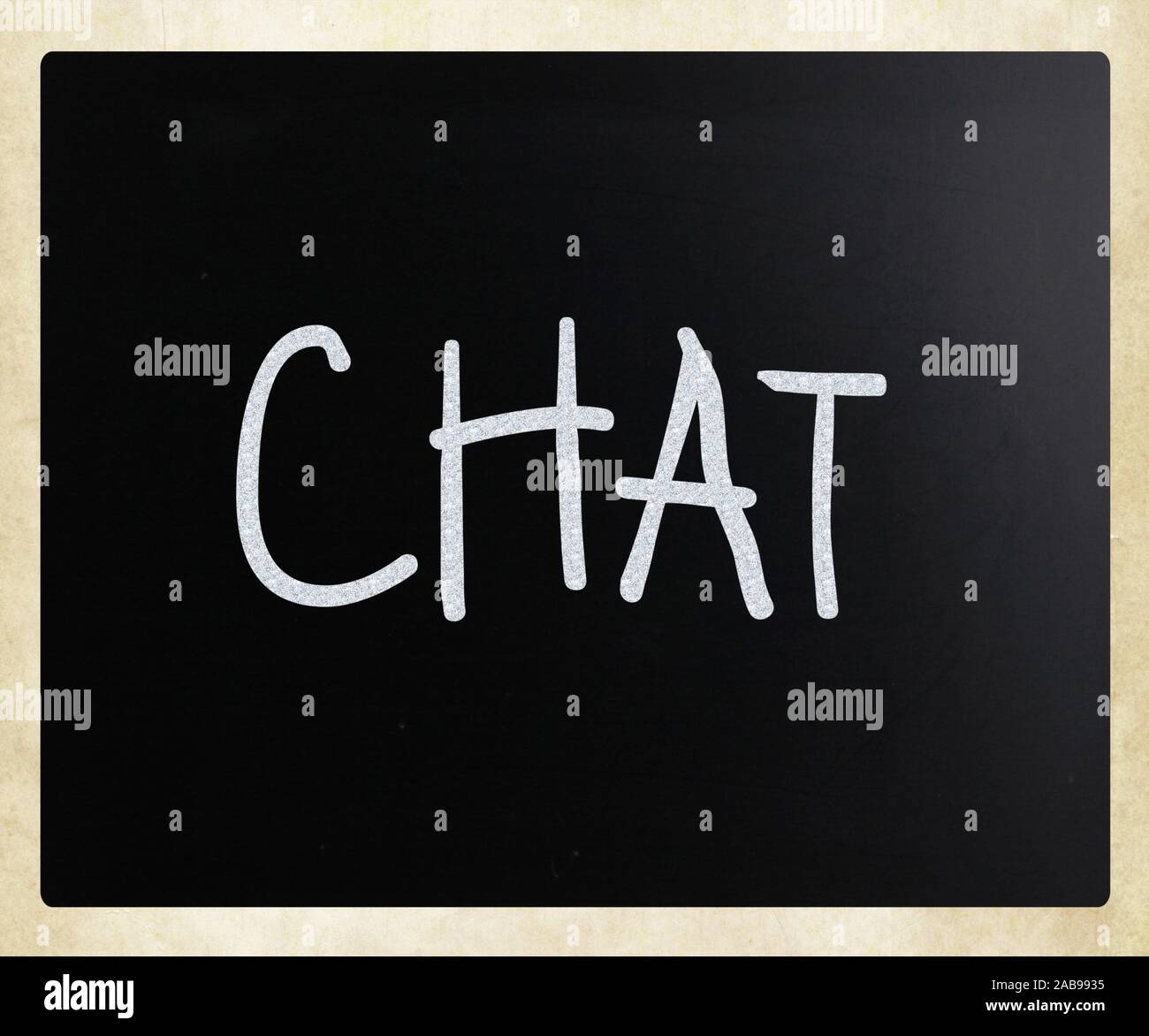 The Word Chat Handwritten With White Chalk On A Blackboard Stock the-word-chat-handwritten-with-white-chalk-on-a-blackboard-stock