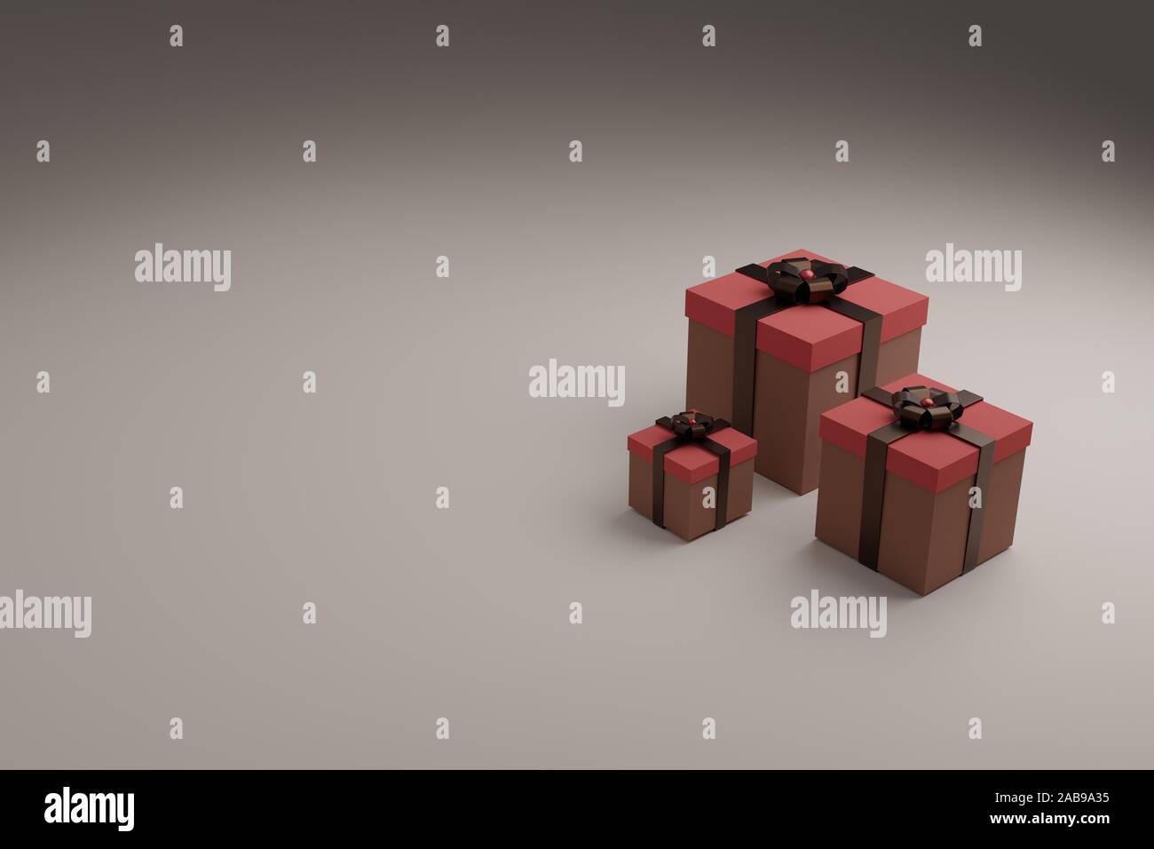 Gift boxes with shiny ribbons and bow. Festive packaging, minimalistic ...