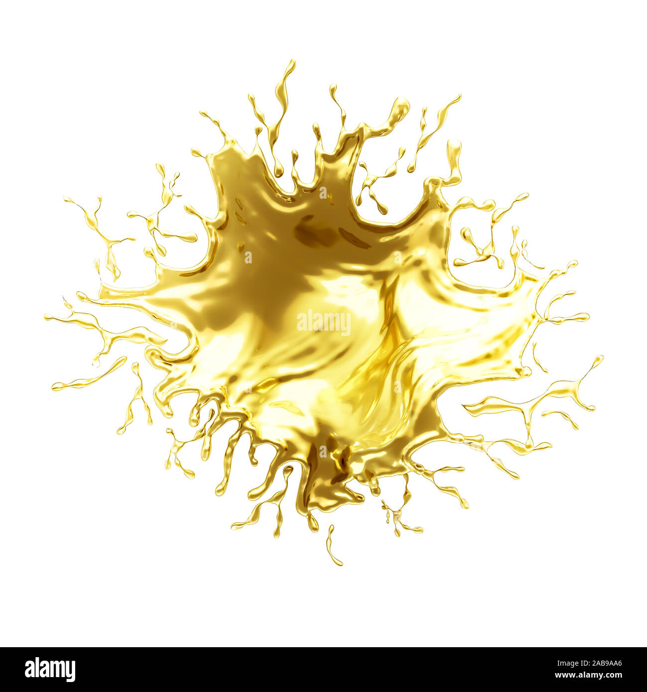 A splash of thick, golden liquid. 3d rendering, 3d illustration Stock ...