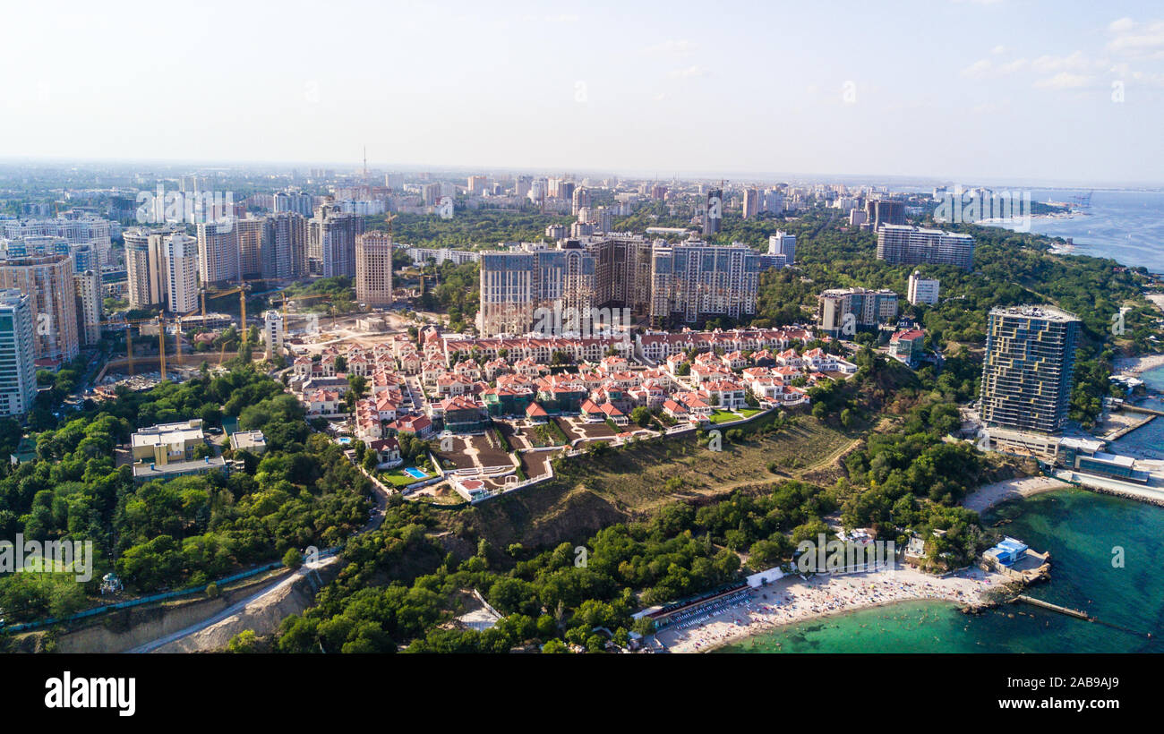 Aerial view of Odessa city and sea port at summer day drone Stock Photo ...