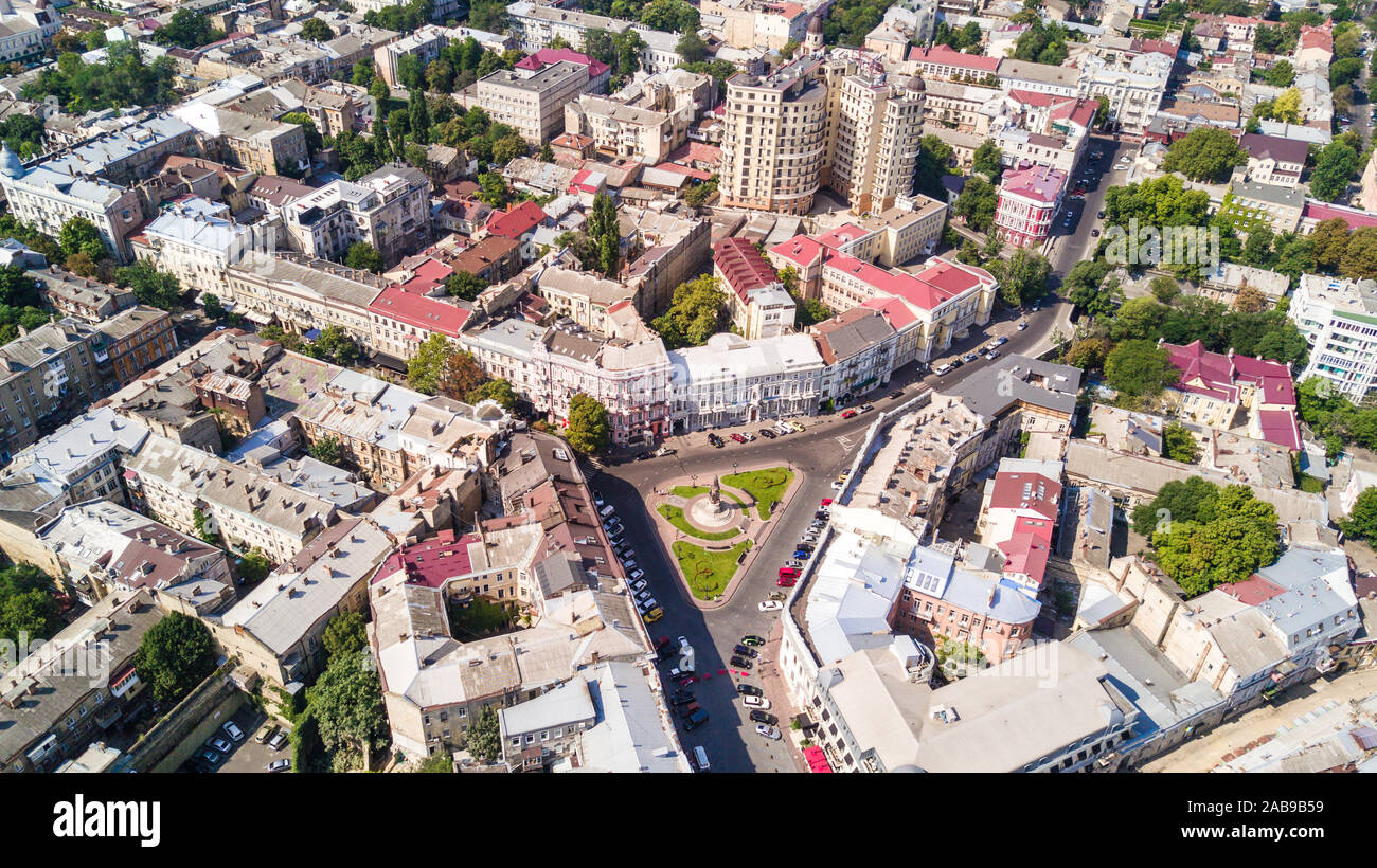top view of the center of the historical part of Odessa and the Odessa ...