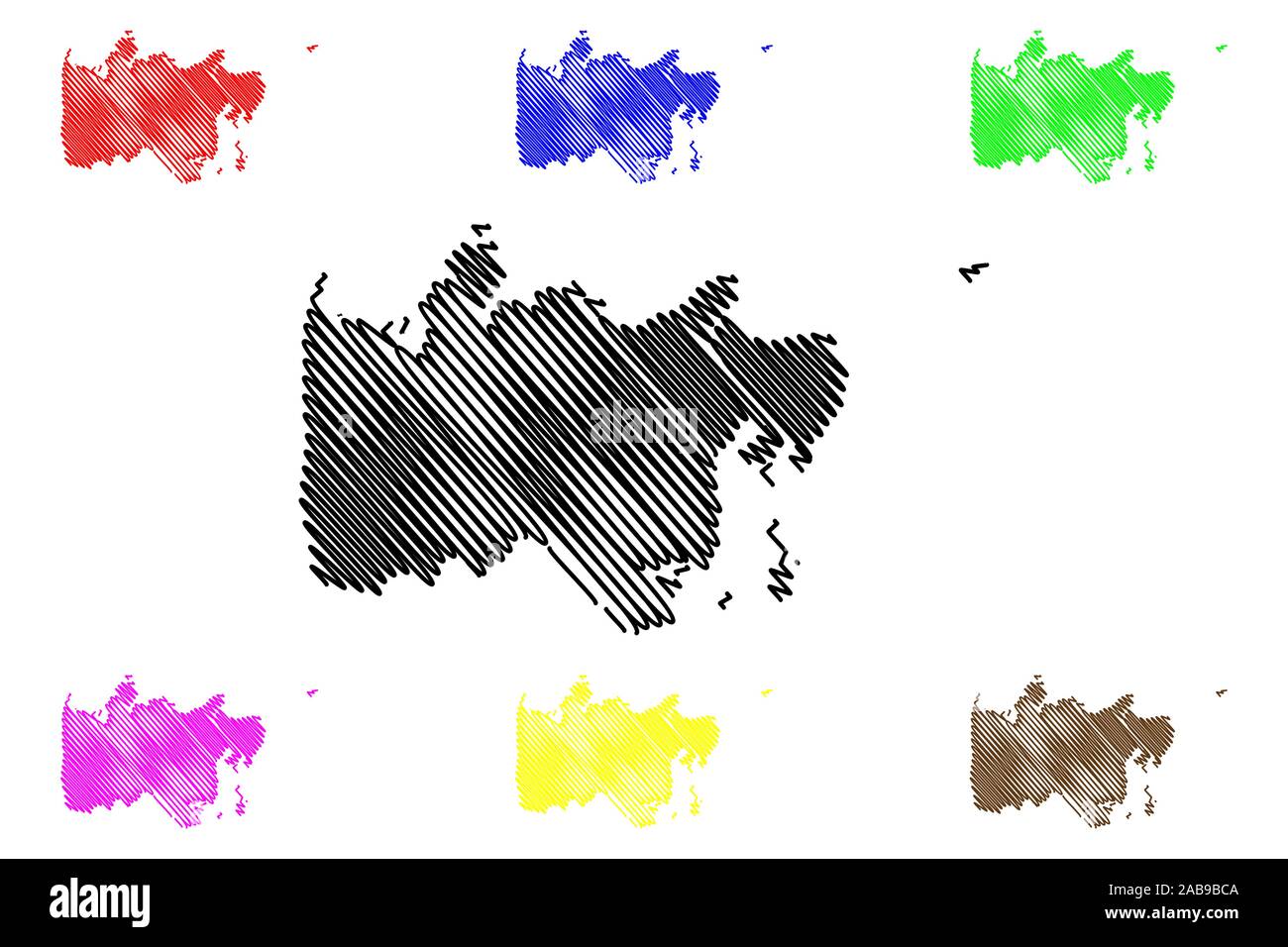 Central Denmark Region (Kingdom of Denmark) map vector illustration ...