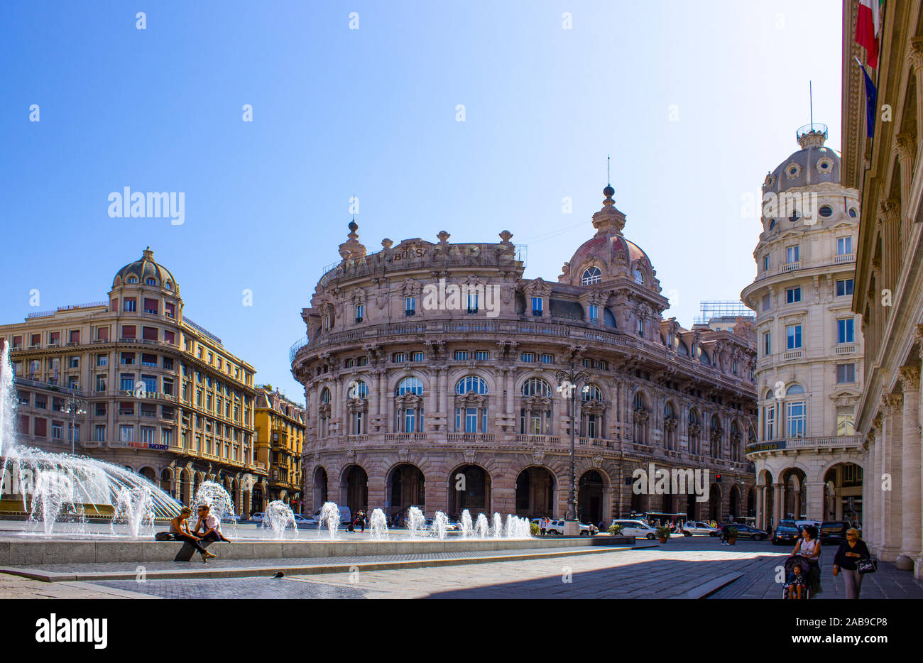 GENOA, ITALY - September 11, 2019: Piazza Raffaele De Ferrari square ...