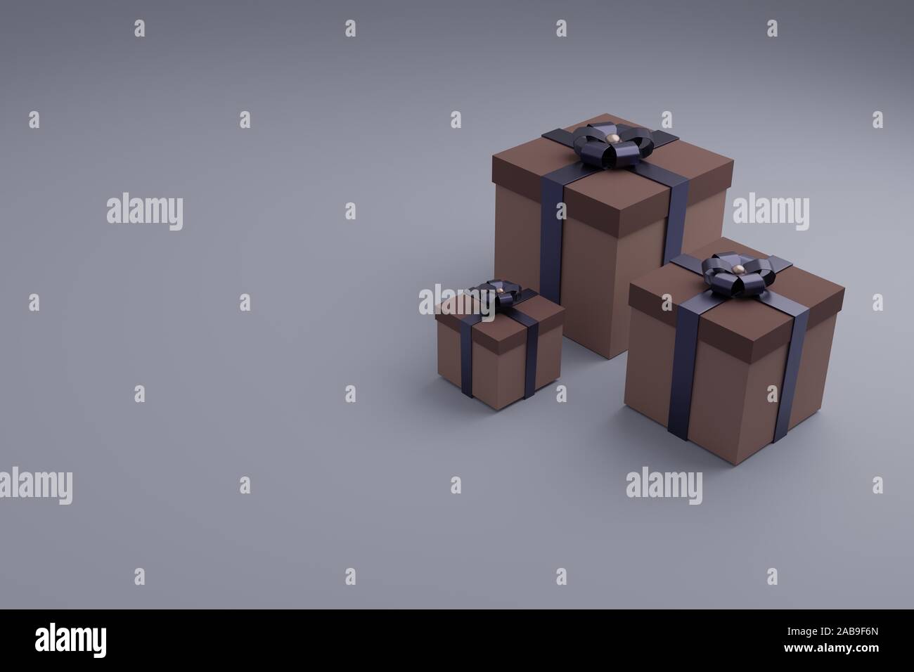 Gift boxes with shiny ribbons and bow. Festive packaging, minimalistic ...