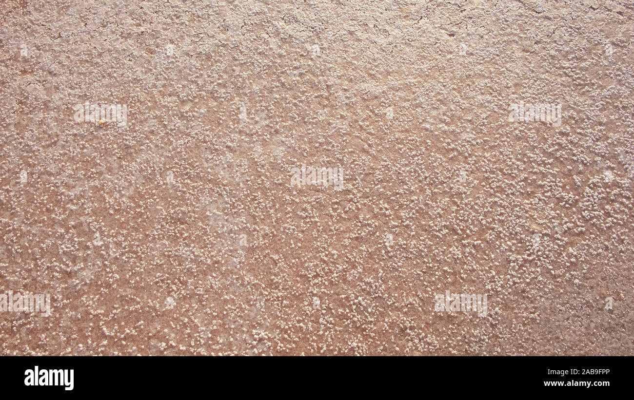 Pink salt crystals background; salt bed surface where crystallization ...