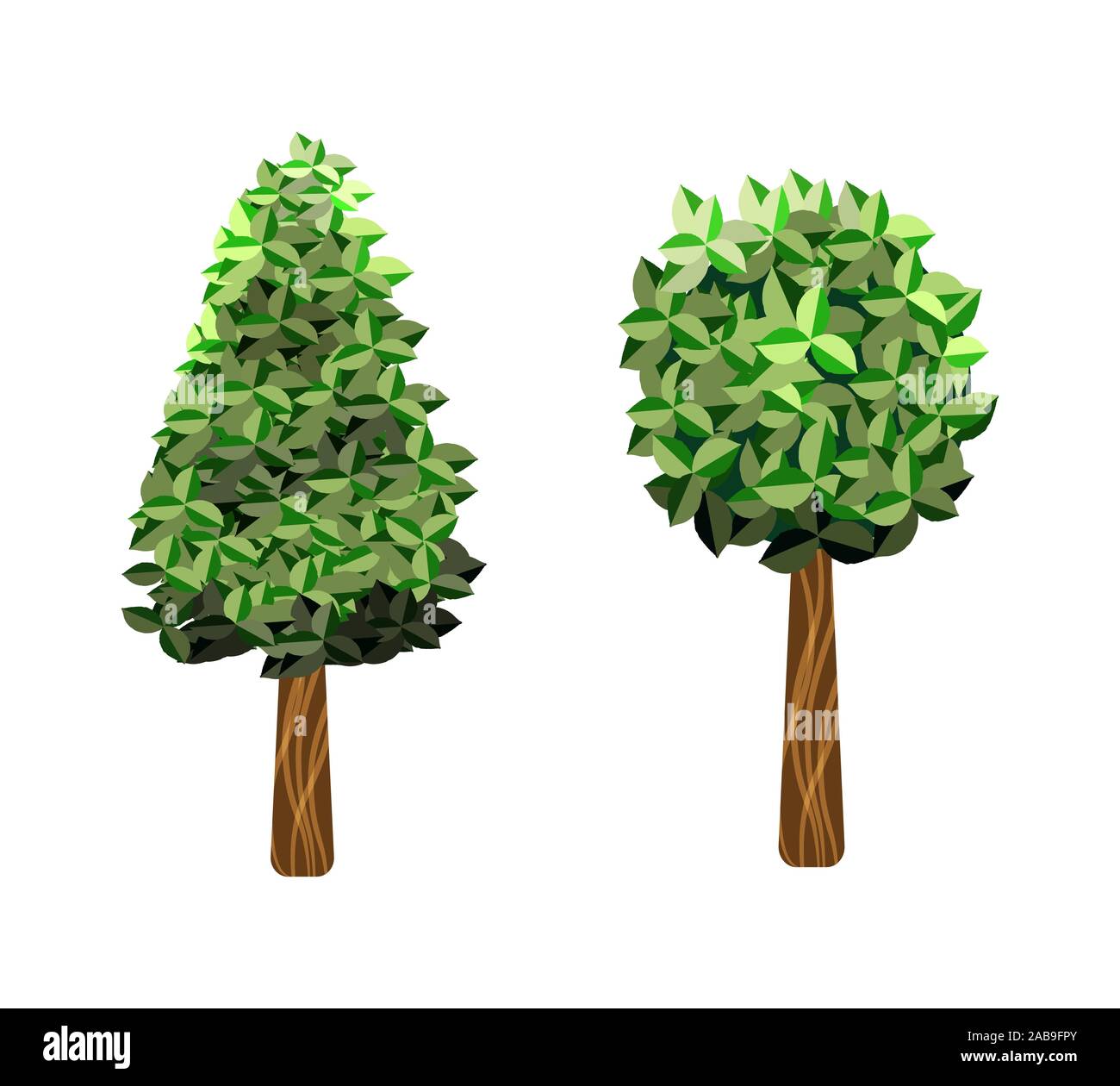 Garden trees. Green garden vegetation trees icons Stock Vector Image ...