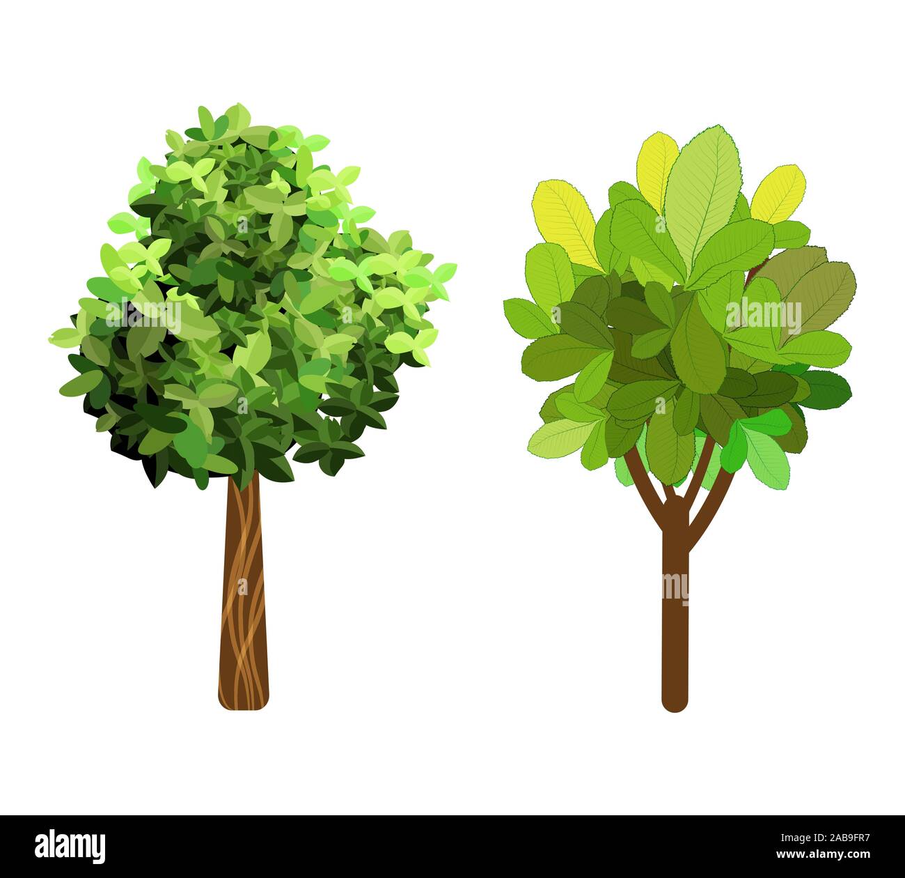 Garden trees. Green garden vegetation trees icons Stock Vector Image ...