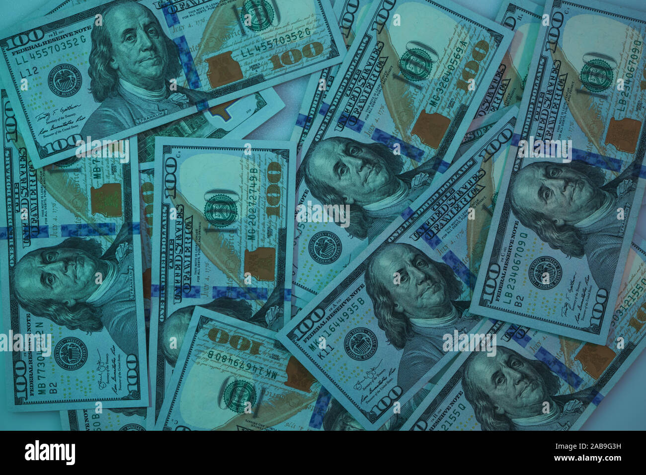 Beautiful Dollars on a table night background. American, US Dollars ...