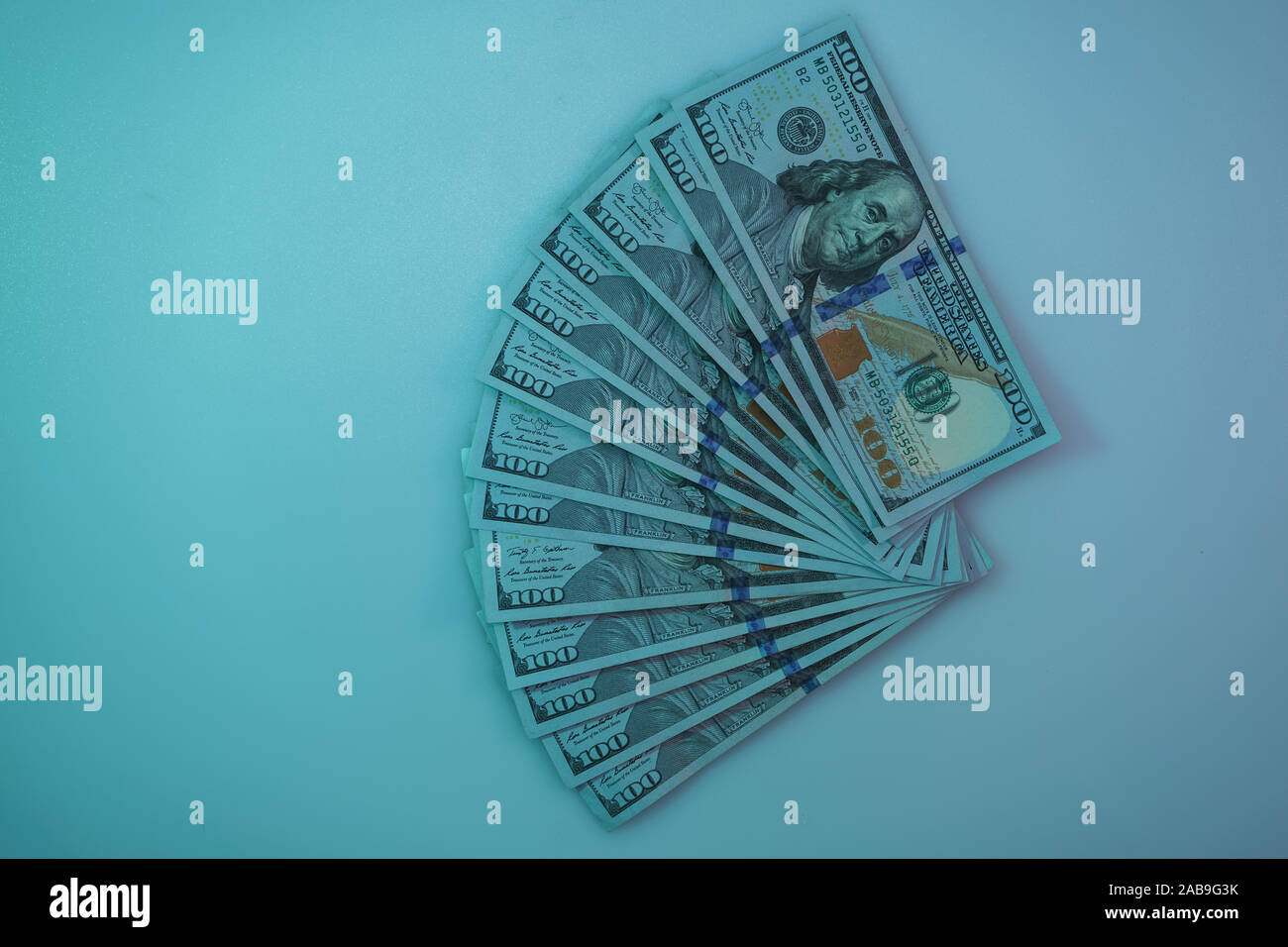 Beautiful Dollars on a table night background. American, US Dollars ...