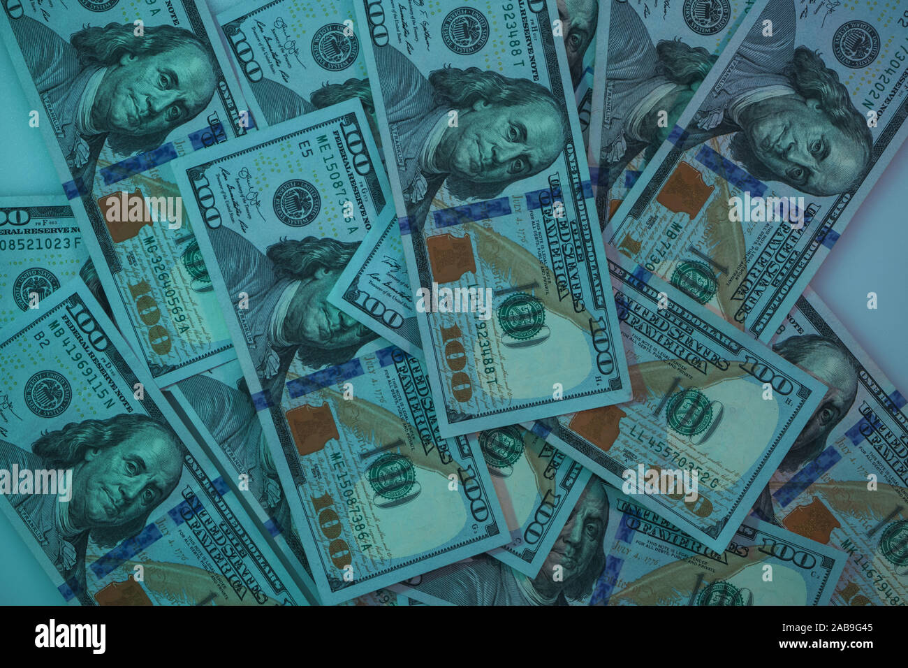 Beautiful Dollars on a table night background. American, US Dollars ...