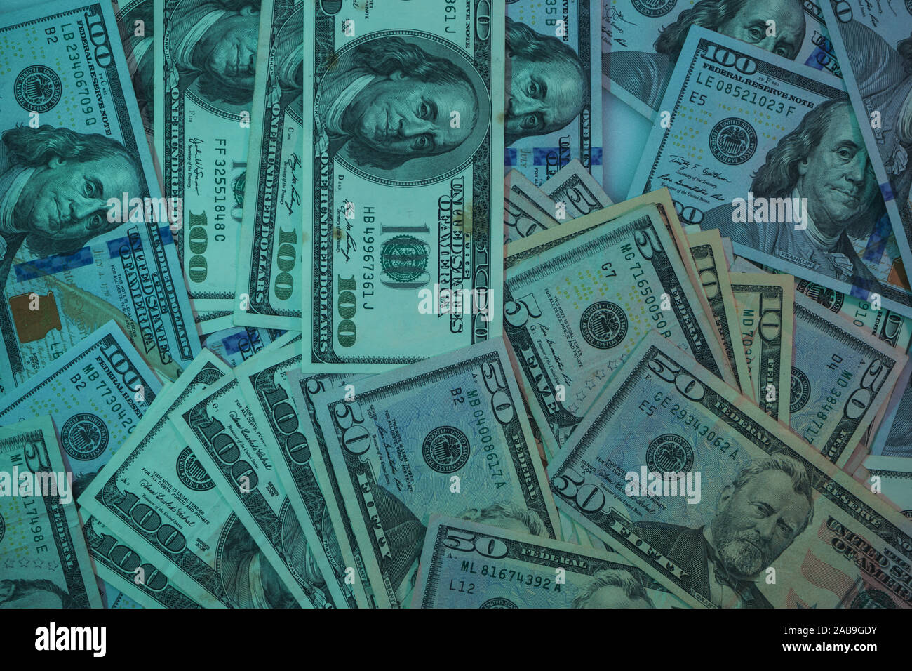 Beautiful Dollars on a table night background. American, US Dollars ...