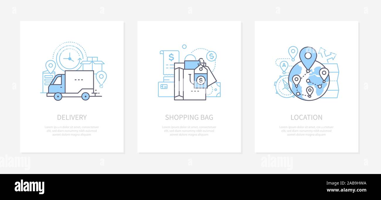 Goods shipping - line design style icons set Stock Vector Image & Art ...