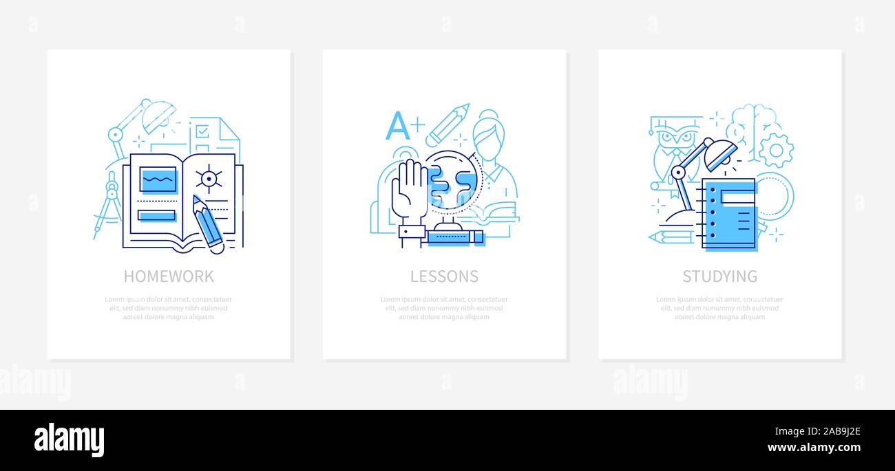 Education and learning - vector line design style banners set Stock ...