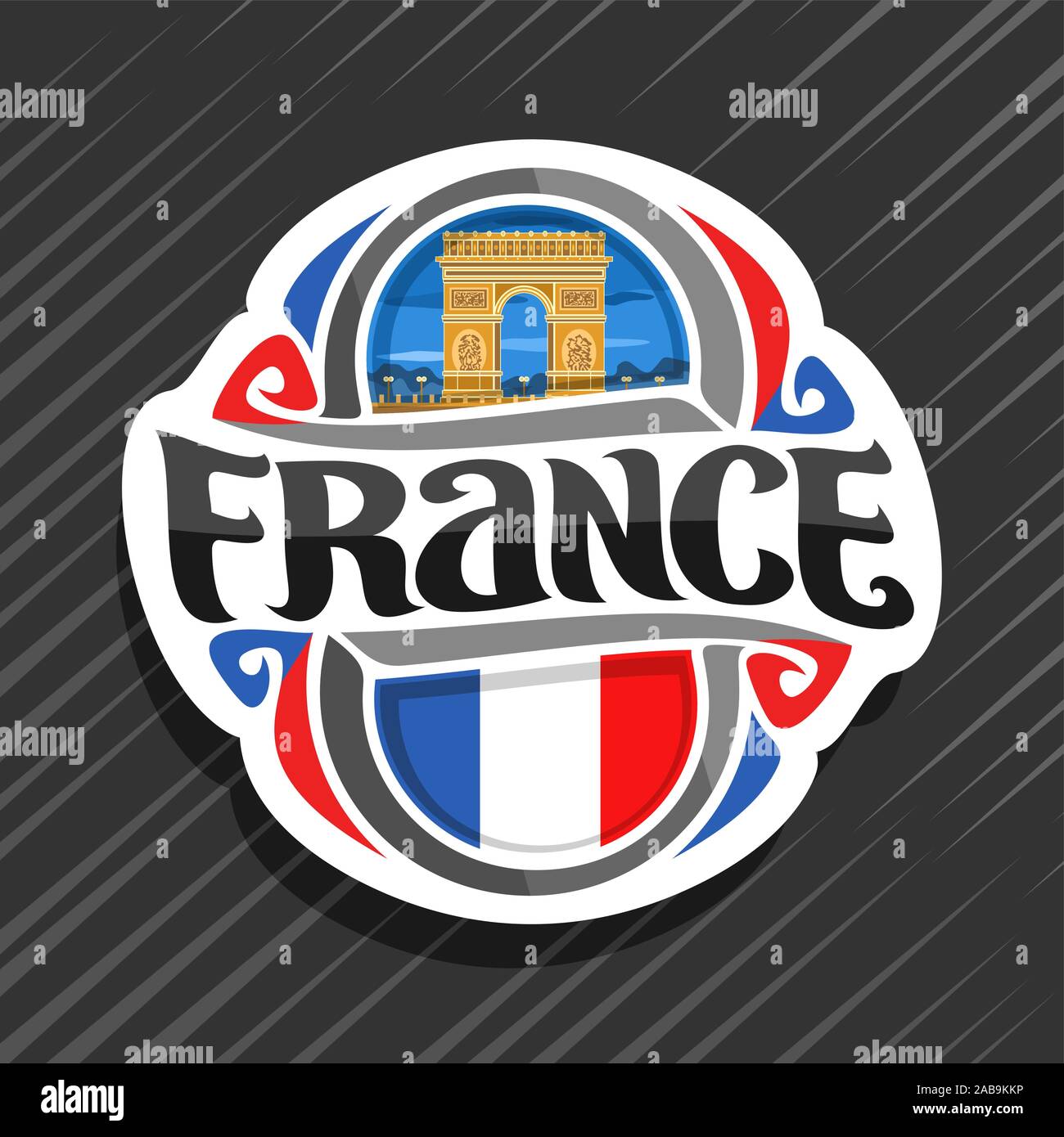Vector logo for France country, fridge magnet with french flag ...