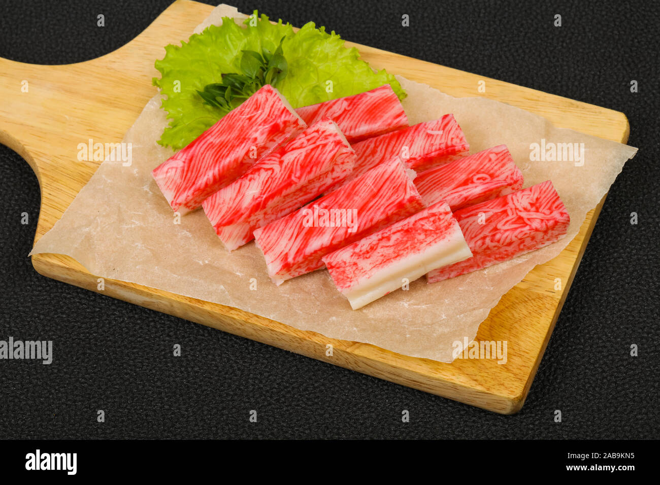 Crab surimi stick served salad leaves Stock Photo - Alamy