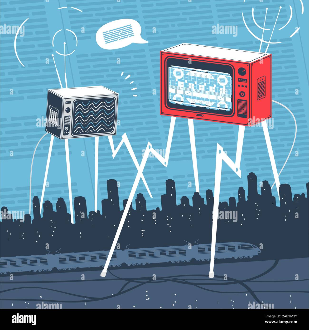 Vector Illustration Cartoon Style TV Propaganda Stock Vector Image ...