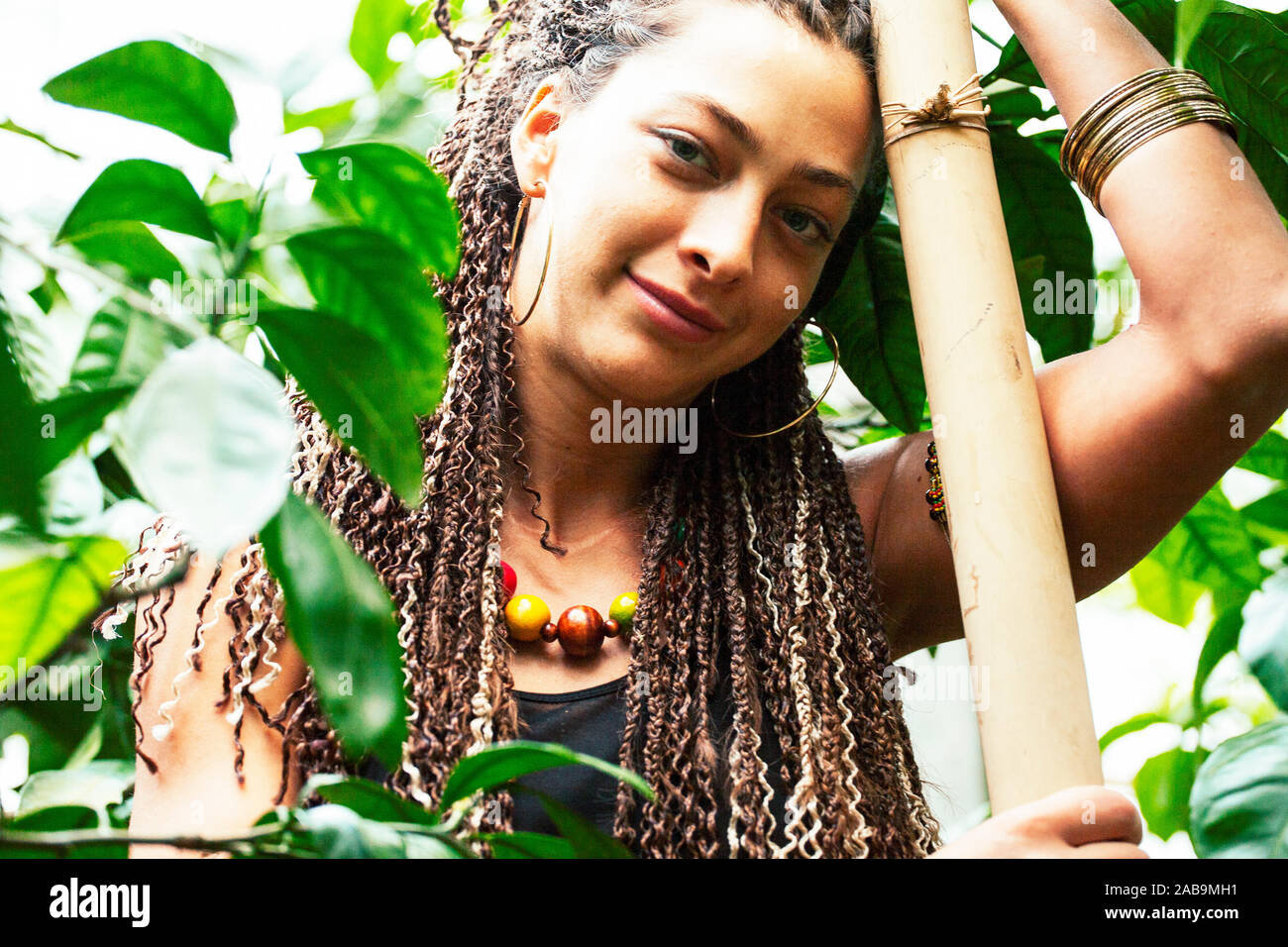 pretty islam woman in orange grove smiling, real muslim girl cheerful ...