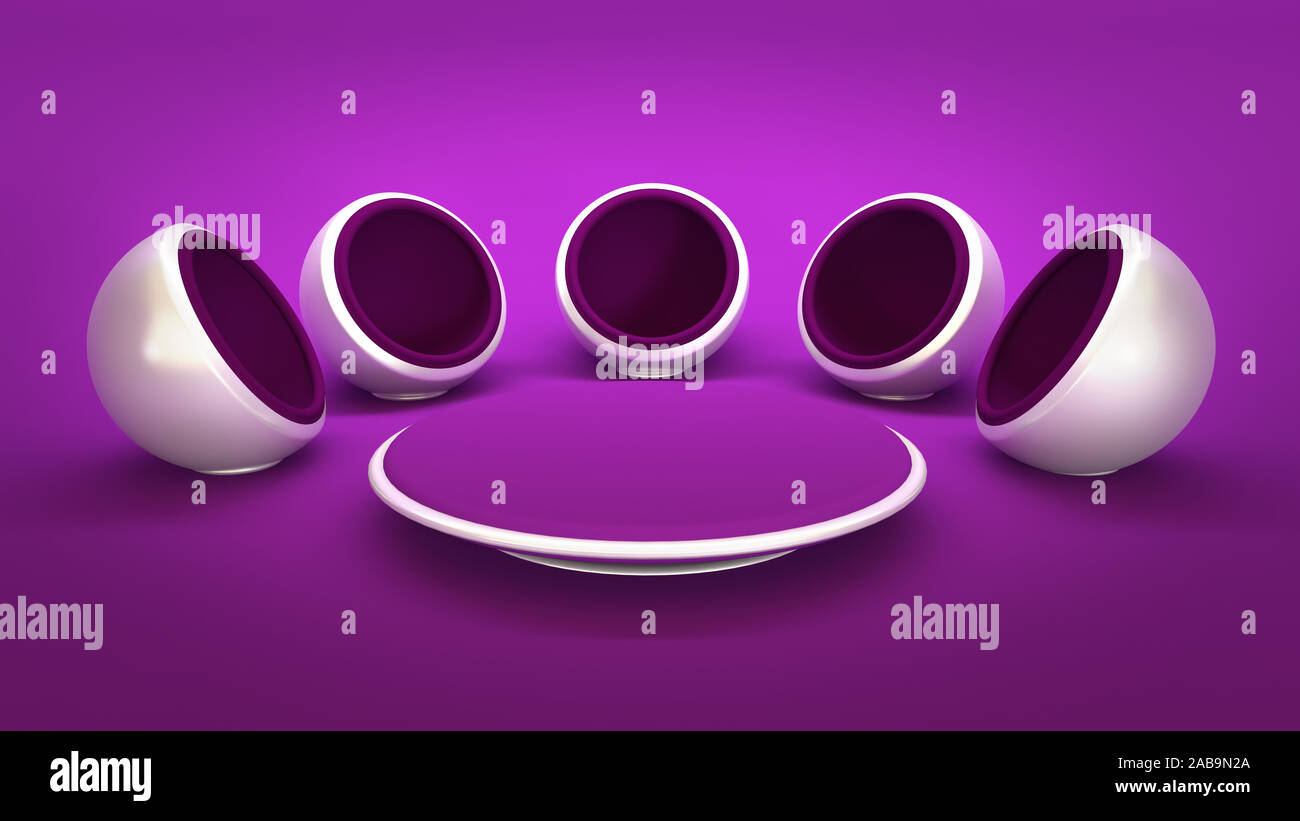 Purple office interior with chairs and table.3d rendering, 3d ...