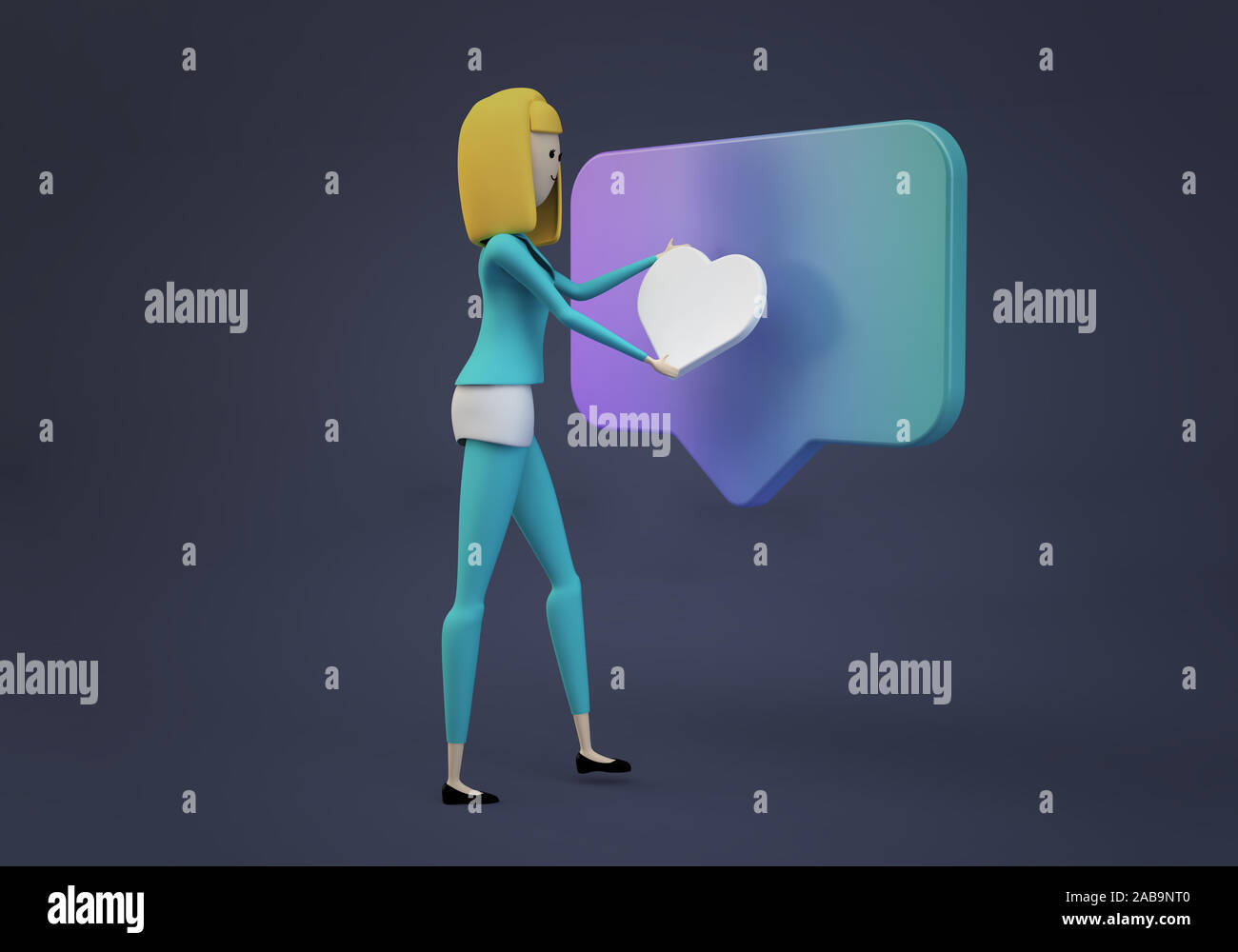 cartoon businesswoman giving a like 3d rendering Stock Photo - Alamy