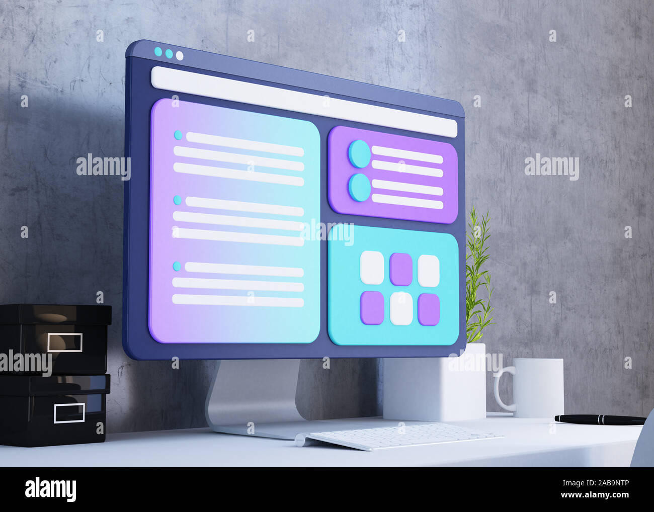 website UX design concept 3d rendering Stock Photo - Alamy