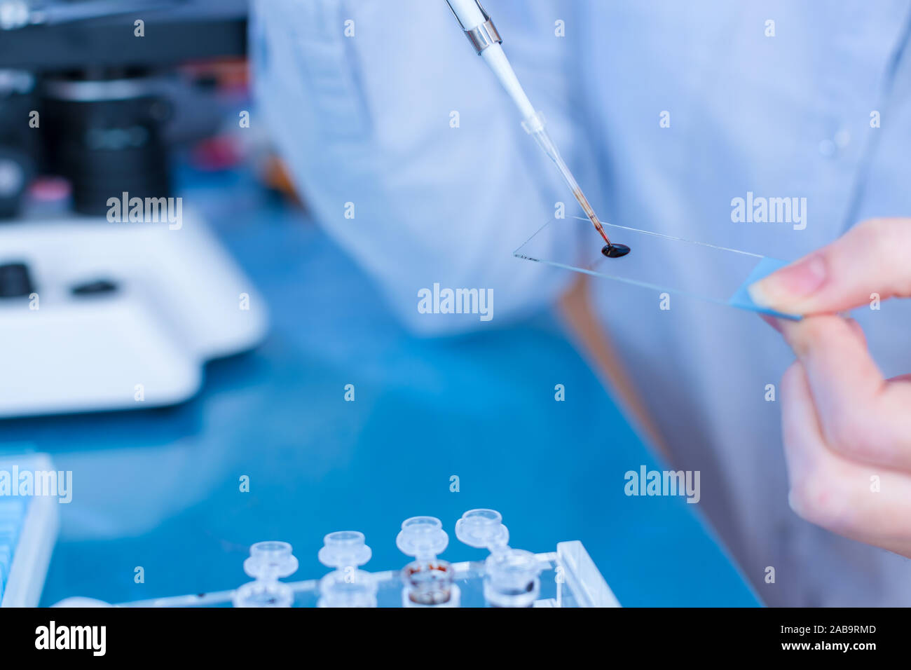 Microscope slide in the laboratory Stock Photo - Alamy