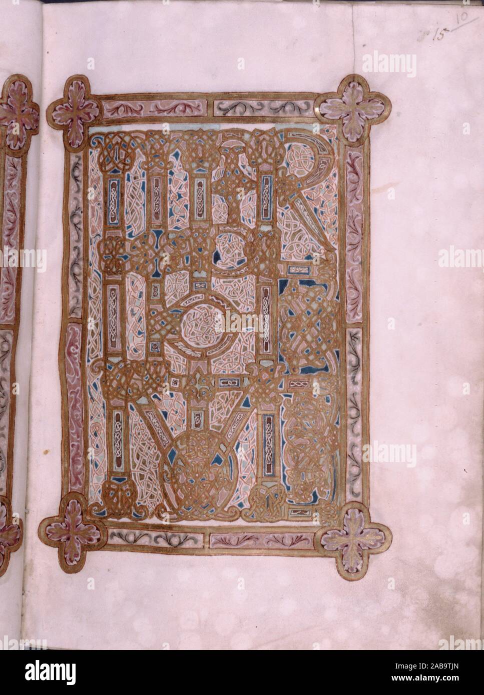 Elaborate text page in gold, purple and green: In illo tempore ...