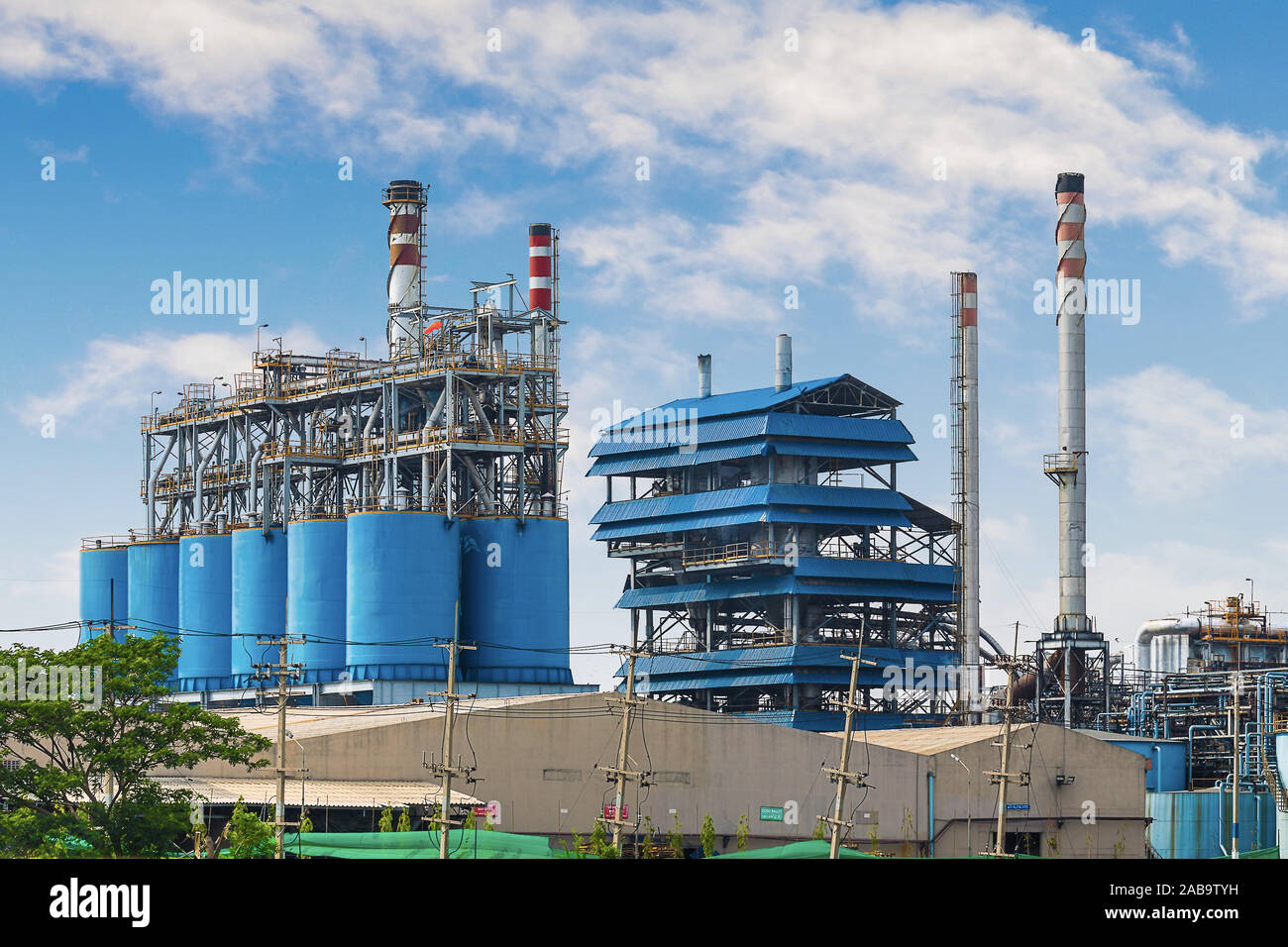 Carbon Black, Coal power plant factory with chimney Stock Photo - Alamy