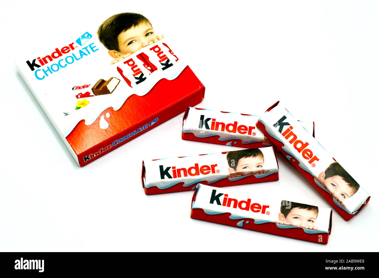 Kinder Chocolate bars. Kinder is a brand of food products made in Italy ...