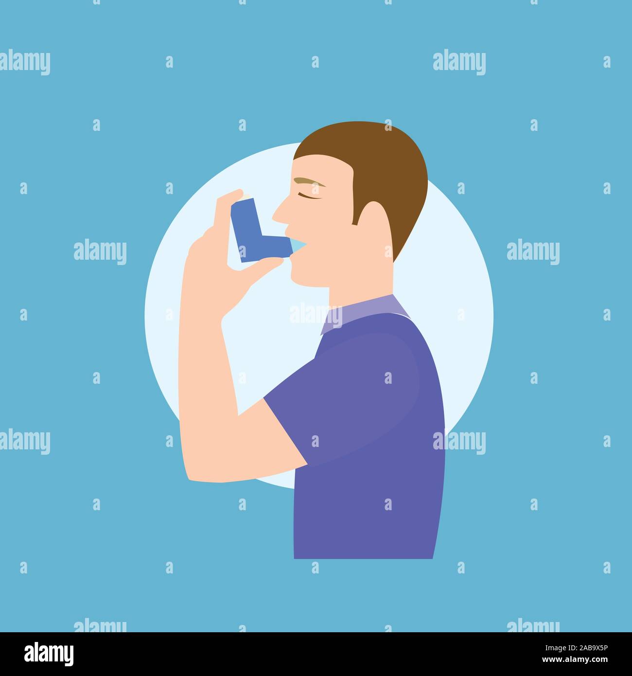 Man use inhaler concept banner, flat style Stock Vector Image & Art - Alamy