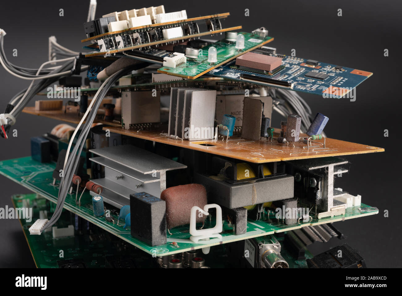 electronic PCB garbage as background from recycle industry and old ...