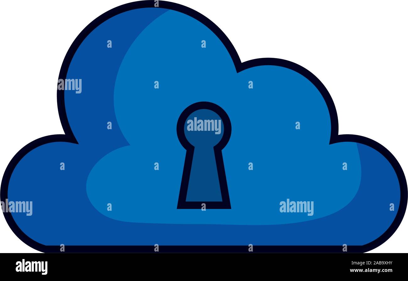 cyber security cloud computing detailed style vector illustration ...