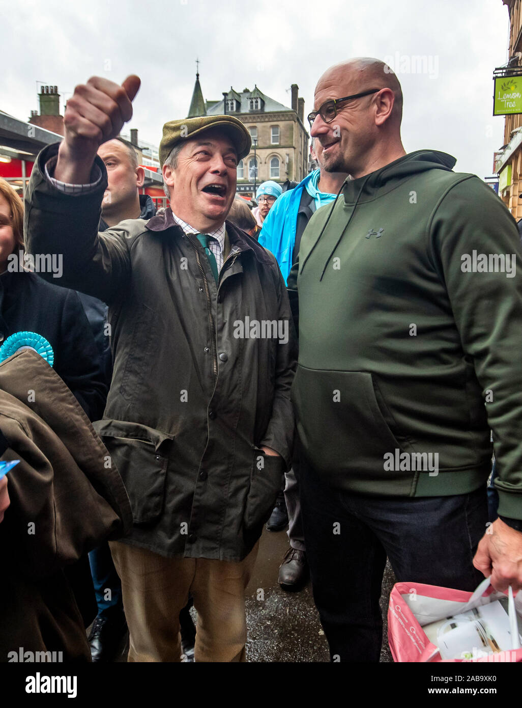 Brexit party leader nigel farage meets locals in barnsley market hi-res ...
