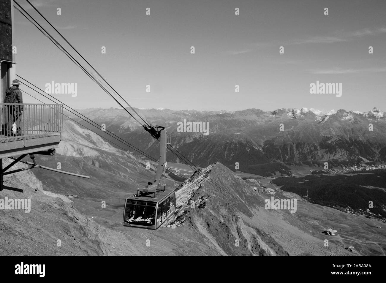 St moritz cable car Black and White Stock Photos & Images - Alamy