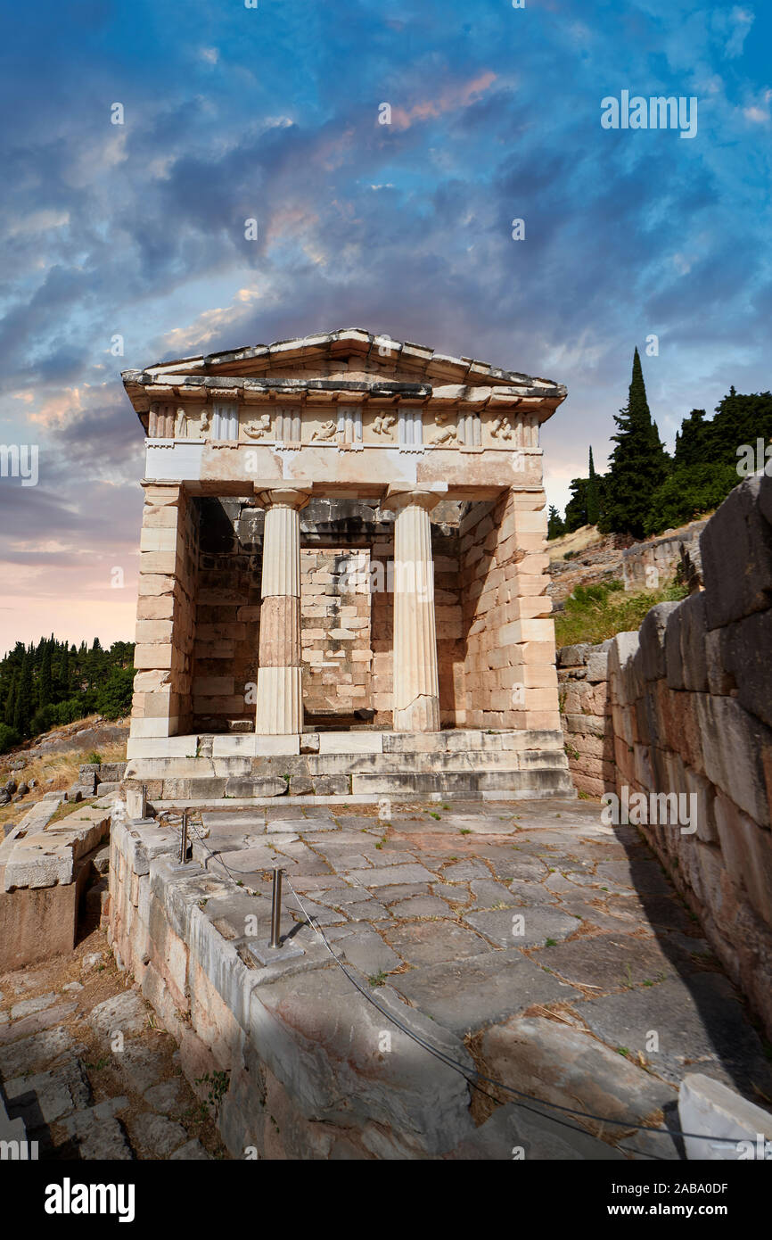 The Treasury of Athens on the processional way of Delphi, Delphi ...