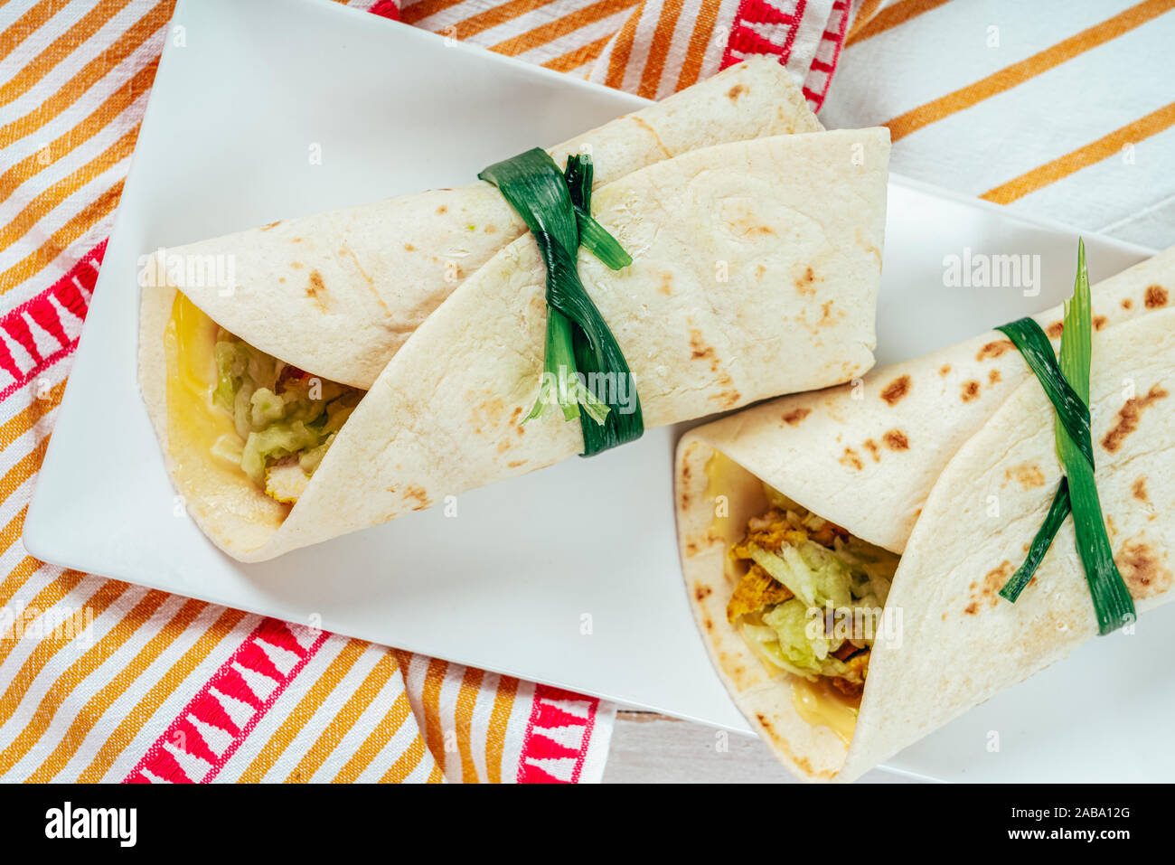 Chicken Wraps With Mango Chutney And Cucumber Stock Photo - Alamy