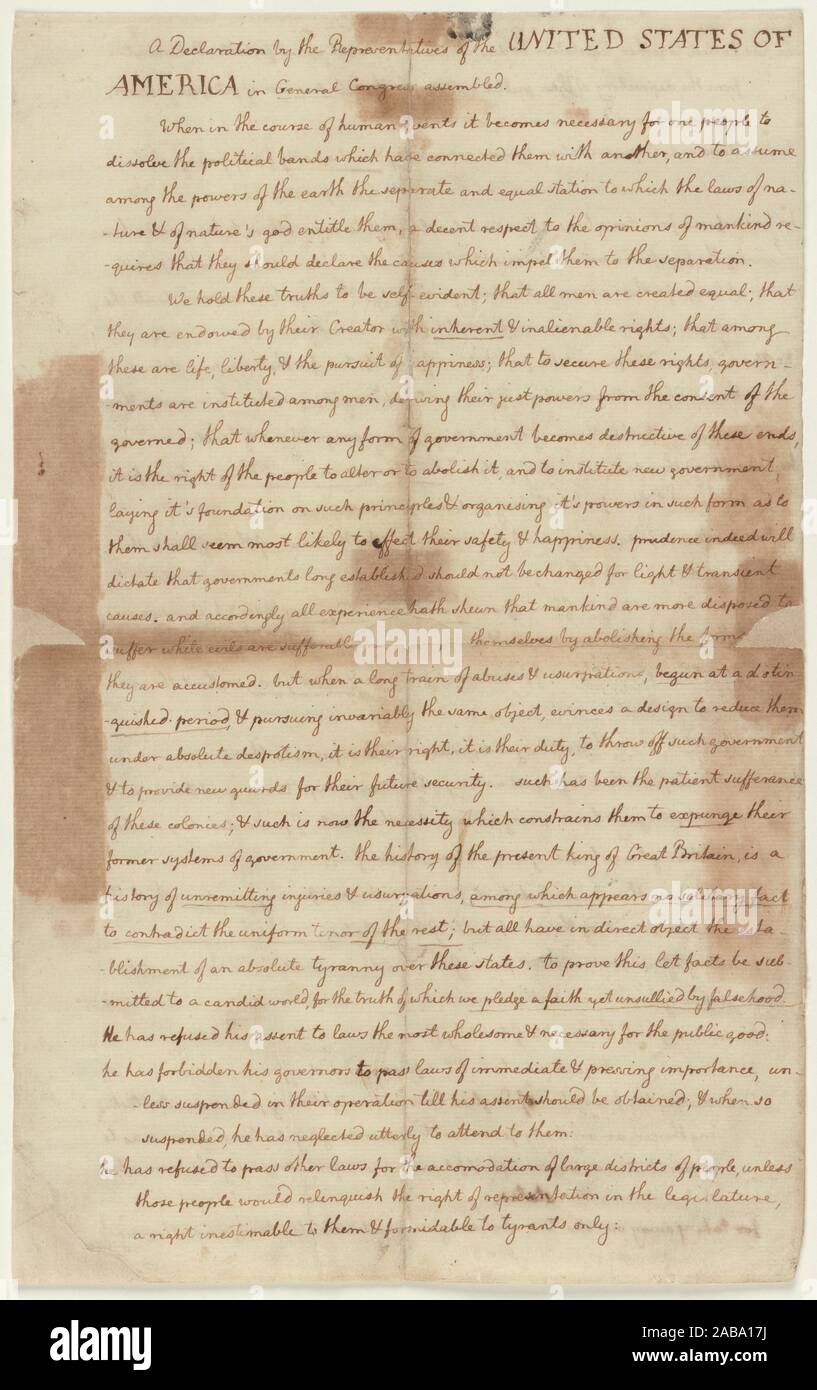 Draft of the declaration of independence hi-res stock photography and ...