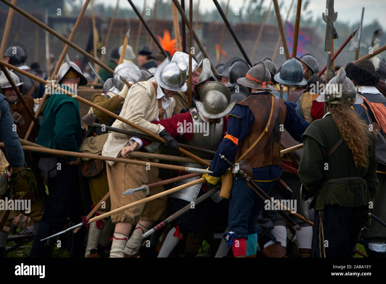 Participants in the event simulate the battle between the two armies ...