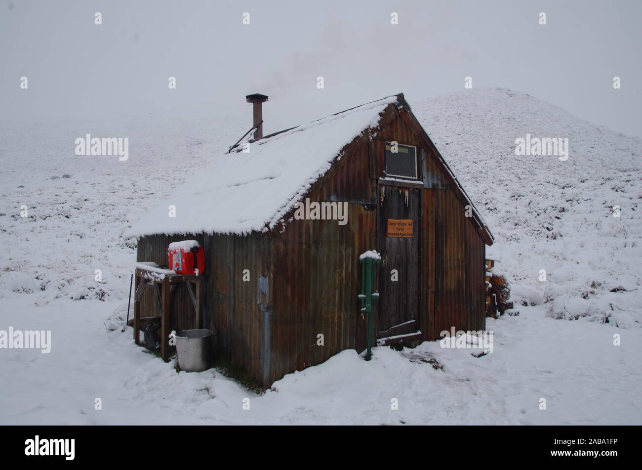 Camp Stream Hut snow. Te Araroa Trail. Two Thumb Track. Te Kahui ...