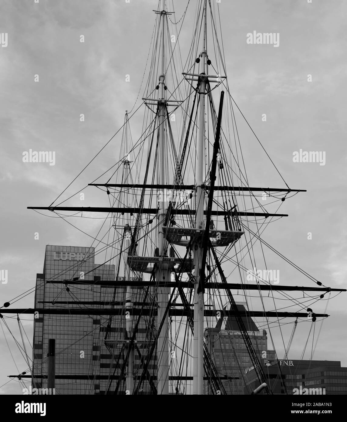 The Masts of the USS Constellation in Baltimore's Inner Harbor Stock ...