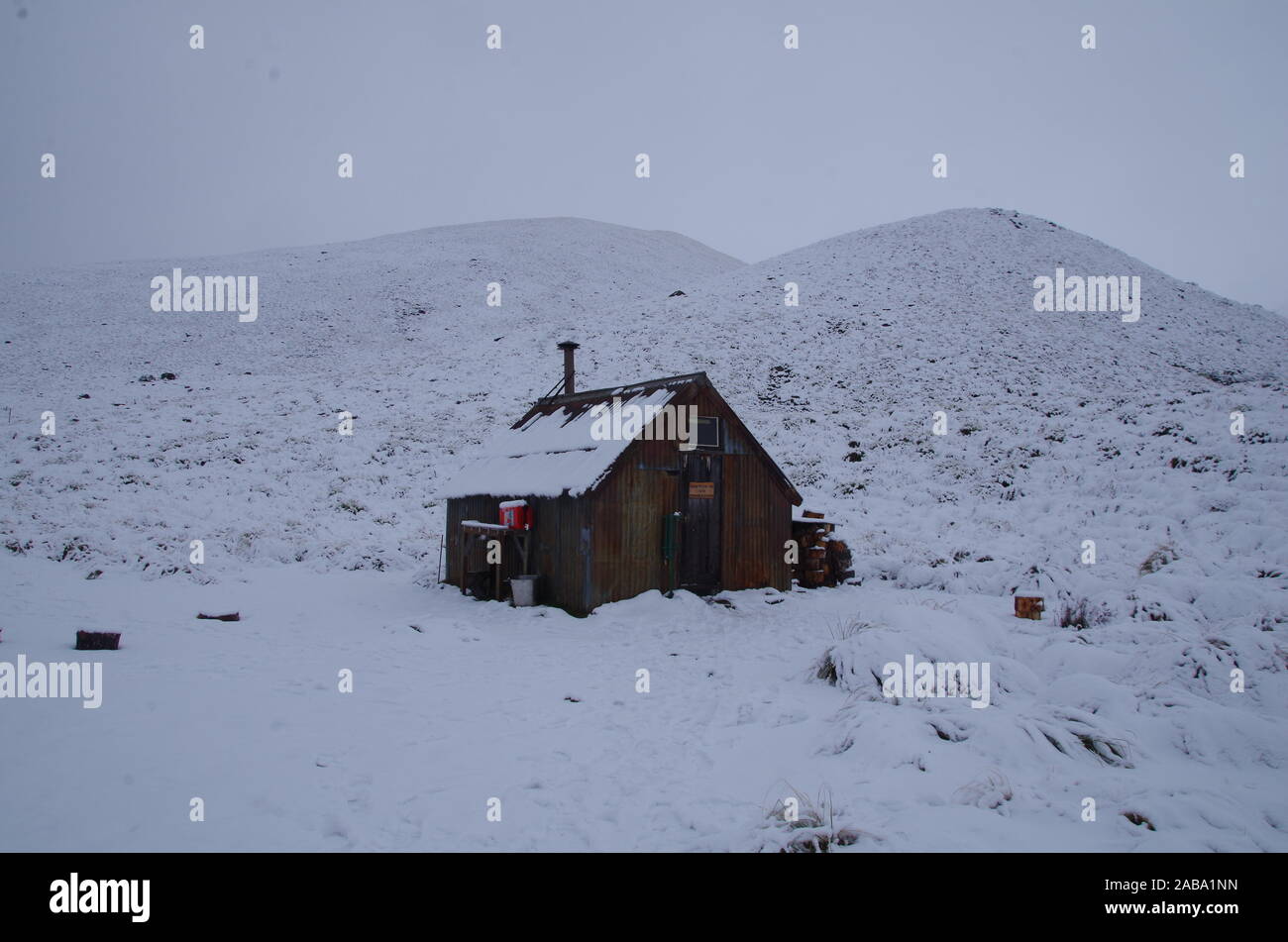 Camp Stream Hut snow. Te Araroa Trail. Two Thumb Track. Te Kahui ...
